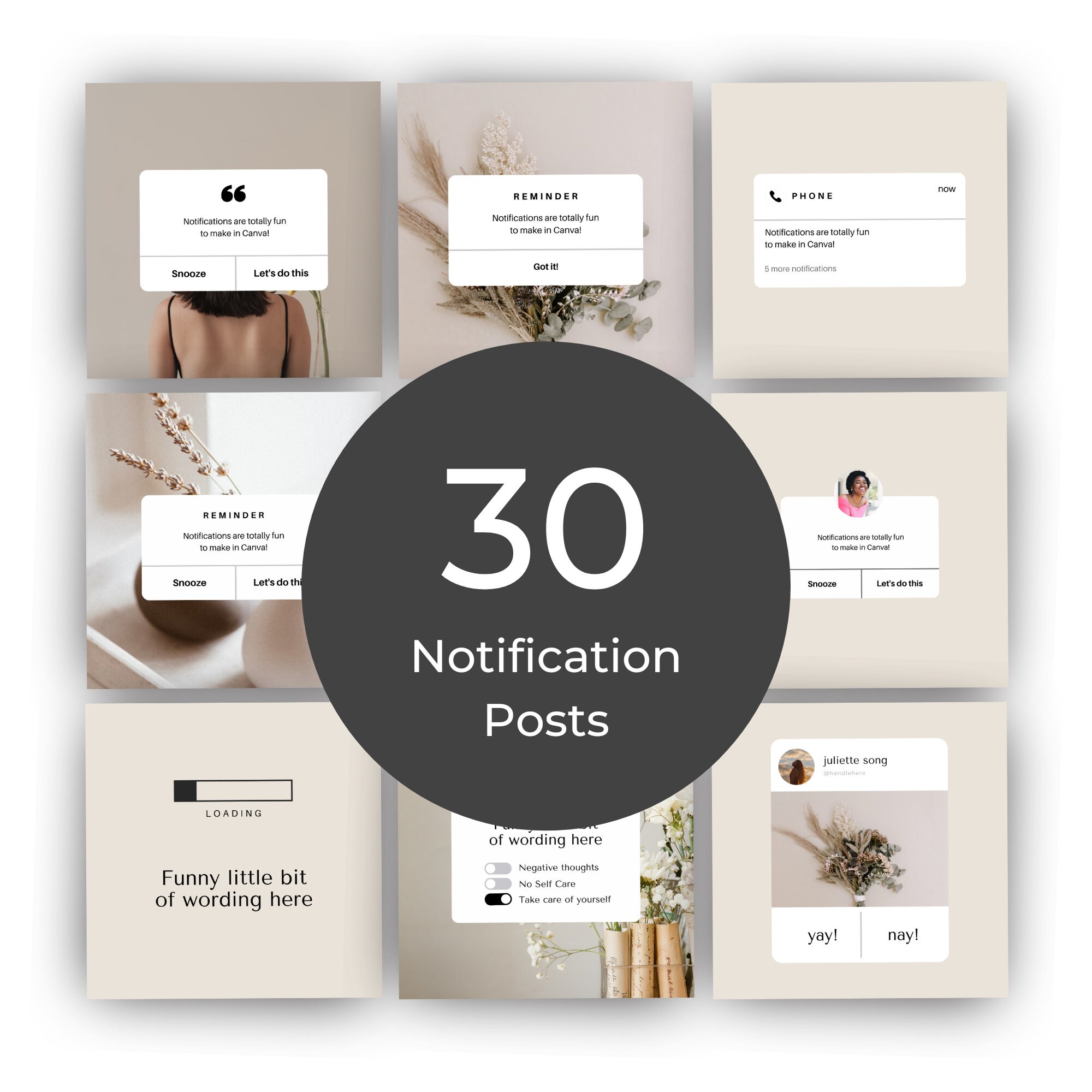 Instagram Notification Post Templates for Canva, Reminders, Alerts ...