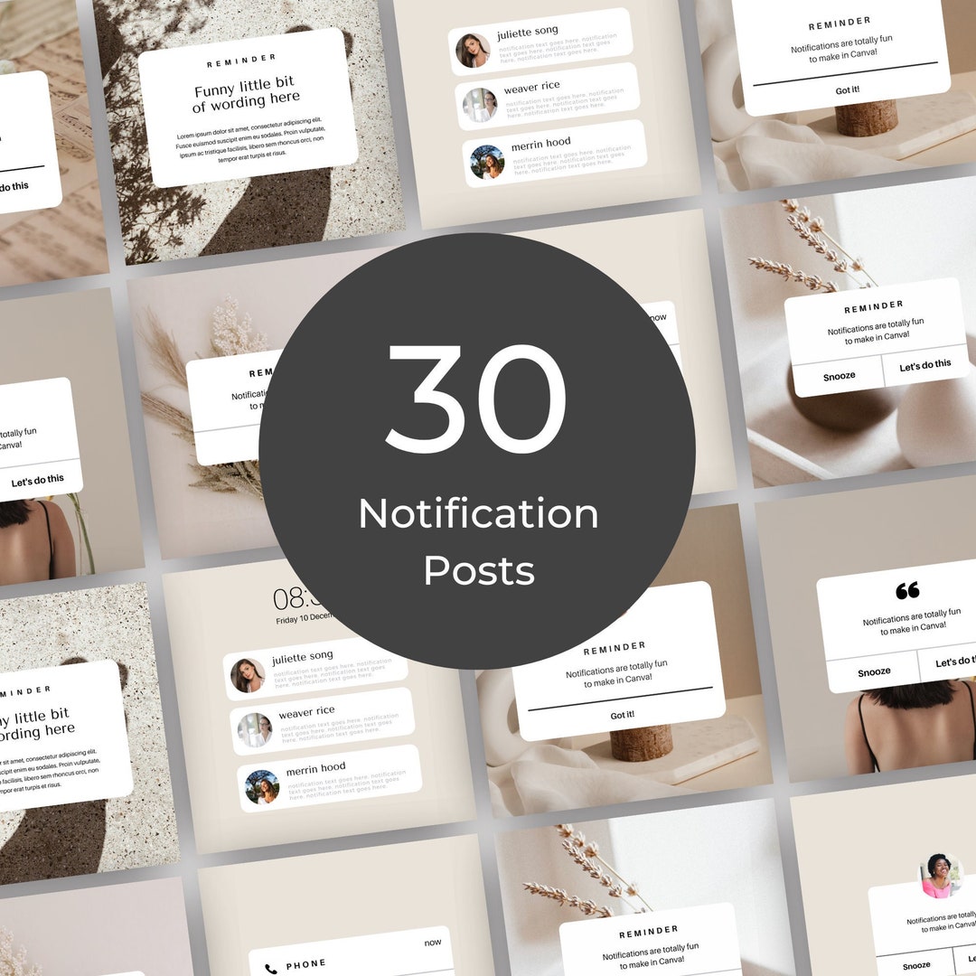 Instagram Notification Post Templates for Canva, Reminders, Alerts ...