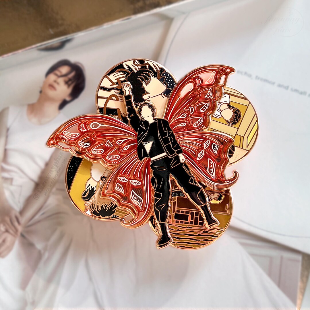 Jimin's FACE Spinning + Stained Glass Pin (rose Gold / Black Plating ...