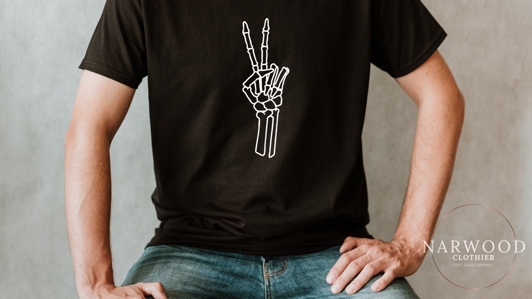 Skeleton Hand Peace Sign Shirt // Halloween Shirt, Hippie Shirt ...