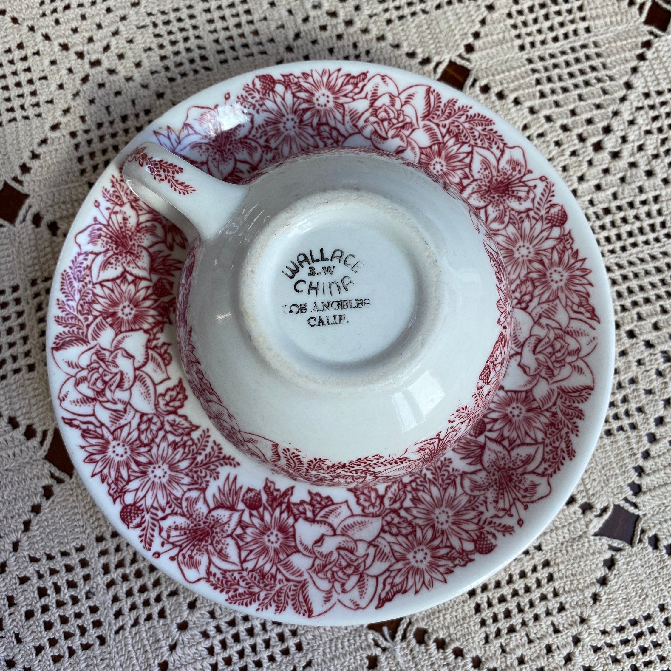 Vintage Wallace China restaurant ware kop & schotel - rood bloemen ...