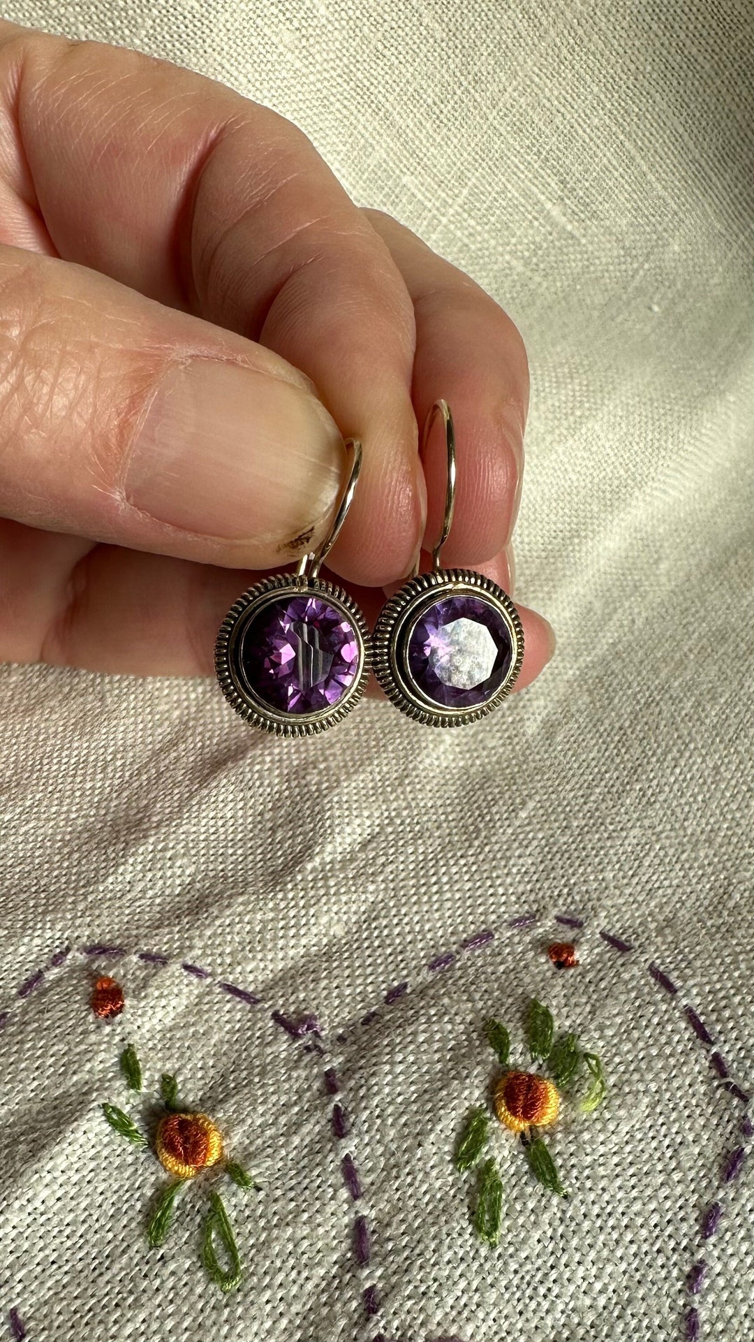 Sterling Silver Purple Earrings - Etsy