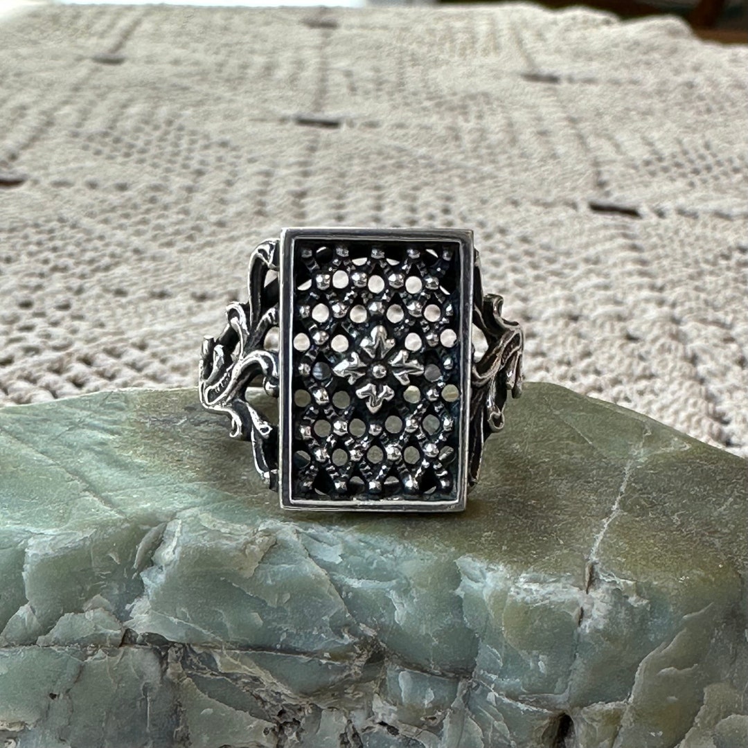 Vintage Renaissance Revival Ring - Sterling Silver - Etsy
