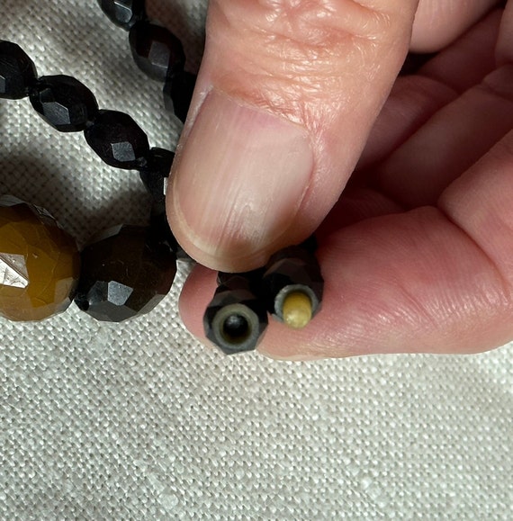 Antique Jet Bead Necklace in Earth Tones, Victorian - Gem