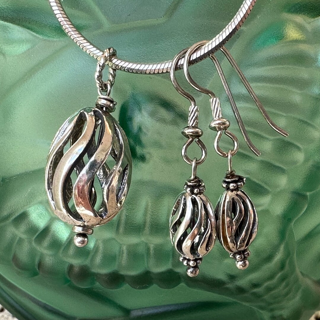 Wavy Egg Necklace Set Sterling Silver - Etsy