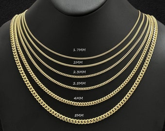 14K Real Solid Gold Miami Cuban Chain Necklace, Unisex Royal Chain, Real 14K Yellow Gold,man ...