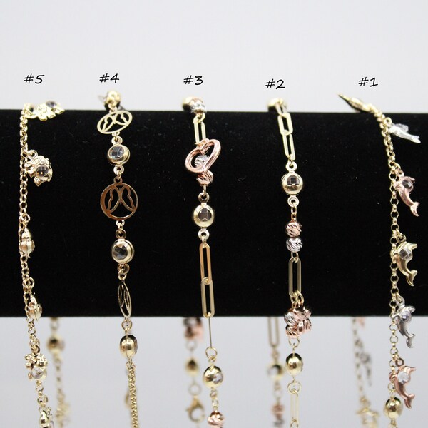 14k Gold Anklet - Etsy