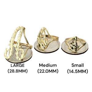 10k Solid Gold Cursive Initial Letter Alphabet Diamond Cut Monogram Ring (ALL SIZES) - Etsy
