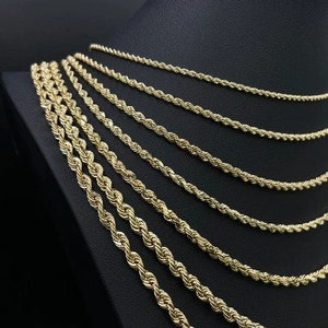 14K Solid Gold Rope Chain Gold Rope Necklace 2mm 2.3mm 2.5mm 3mm 3.5mm ...