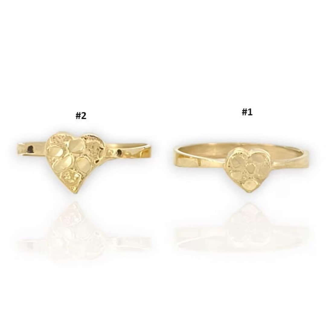 10k Solid Gold Nugget Heart Love Ring for Women/girl - Etsy