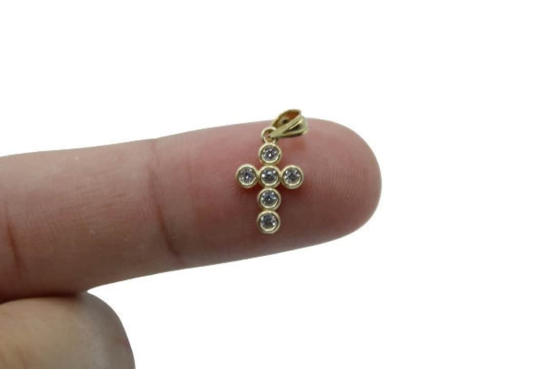 Dainty, 10K Solid Real Gold Small Cross Charm, Gold Cross Pendant ...