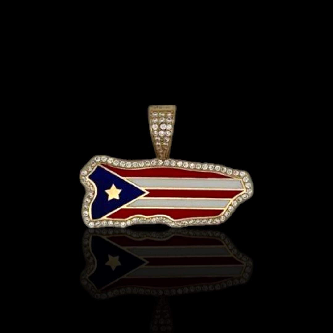 Puerto Rico Cz Pendant - 14K Yellow Gold - Etsy