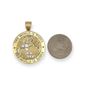 10k Yellow Gold World Map Charm Pendant Ring the World is Yours ...