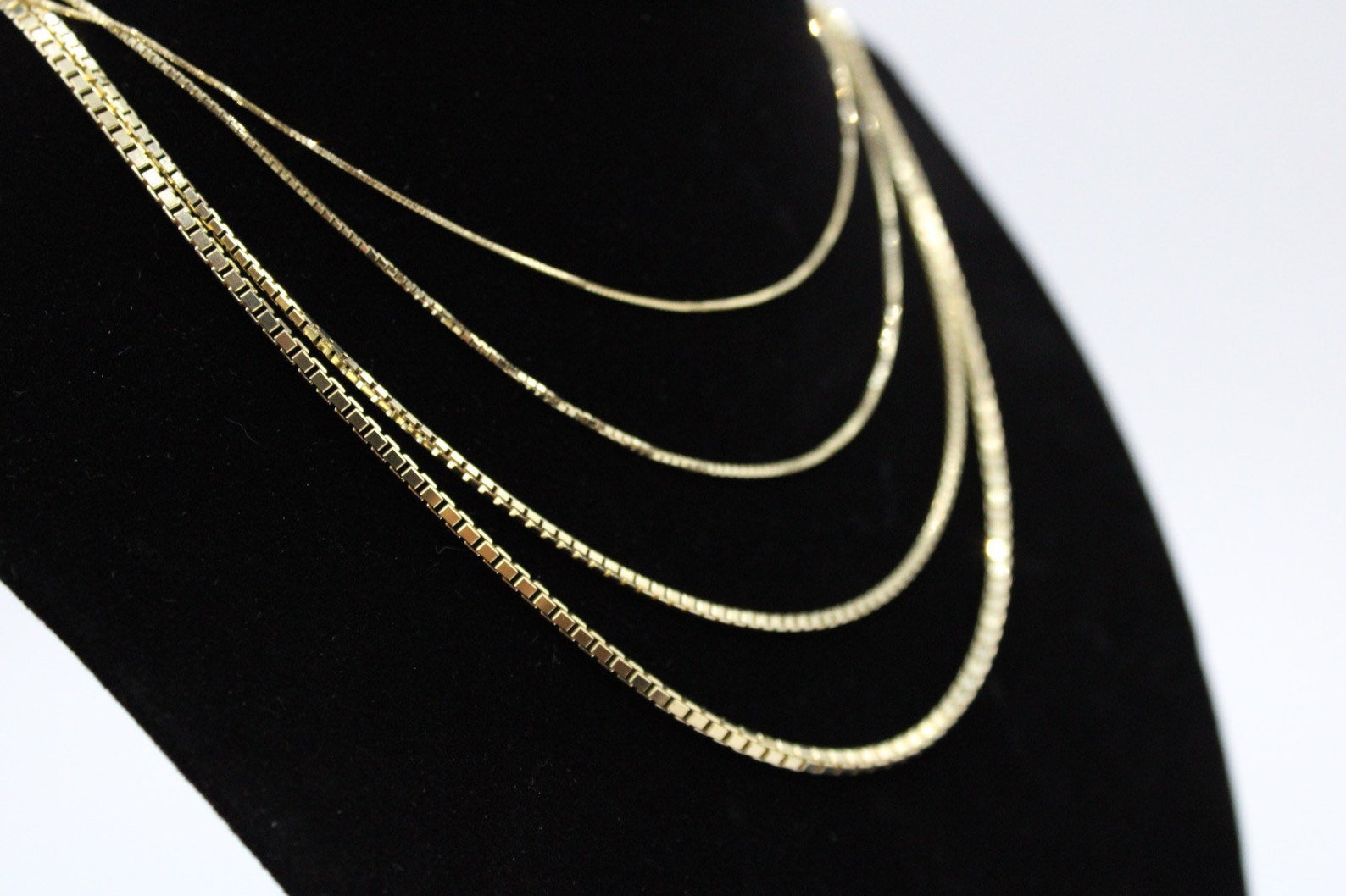 10K Solid Yellow Gold Box Chain Necklace, 14" to 26" Inch, 0.60mm to 1 ...