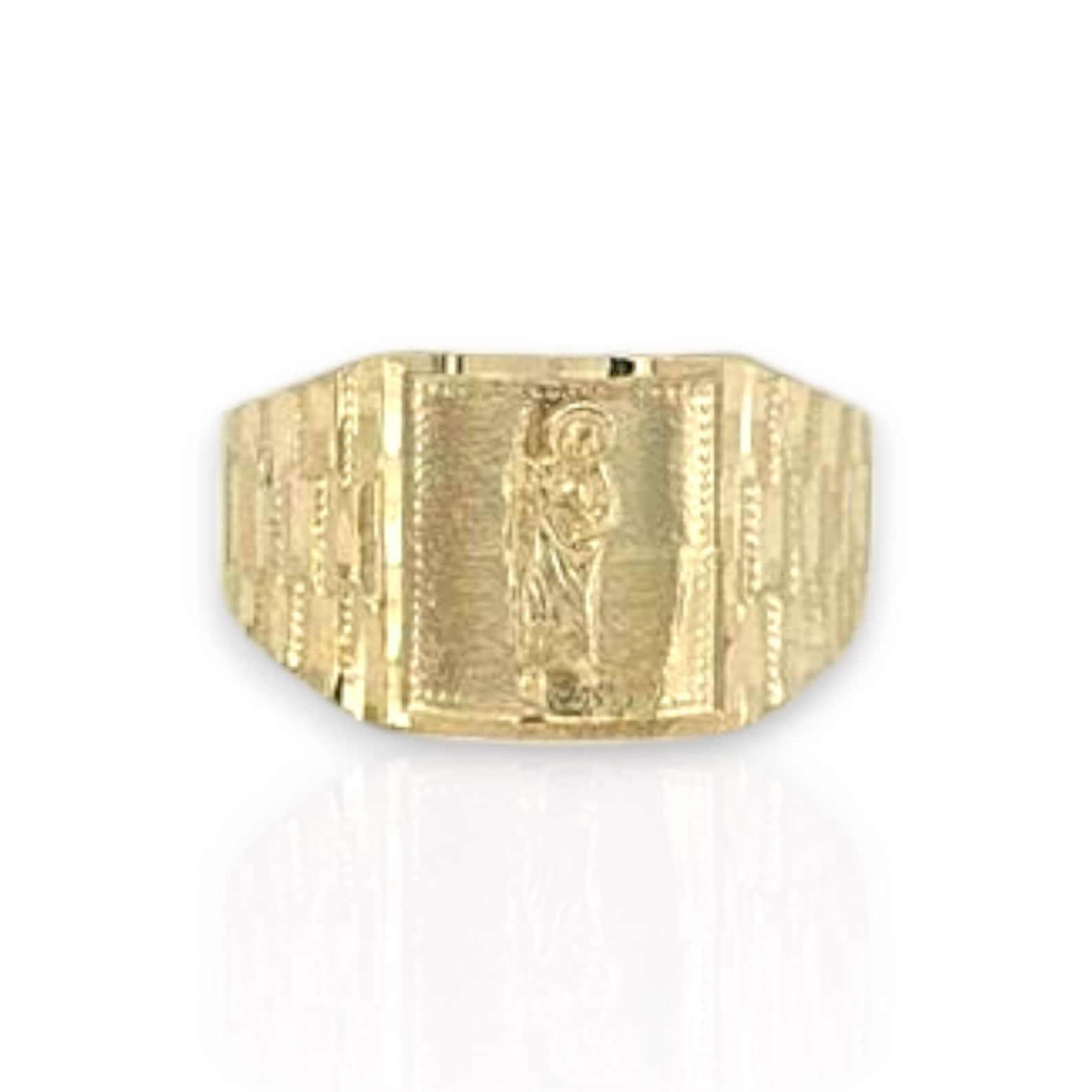 10K Yellow Gold - Diamond Cut Jesus Religious Ring - Etsy