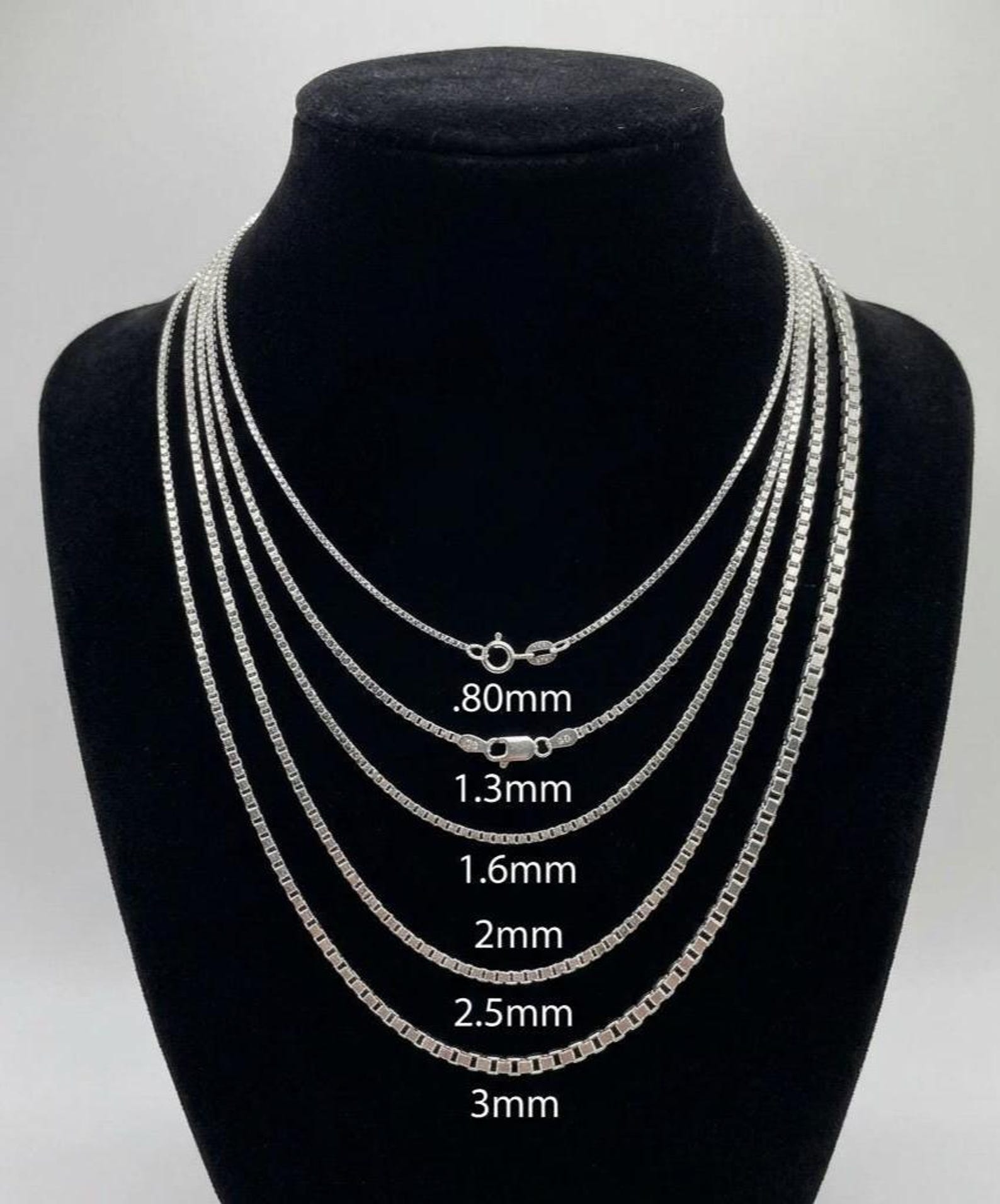 925 Solid Sterling Silver Box Link Chain Necklace Unisex - Etsy