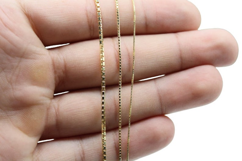 14K Solid Gold Box Chain Necklace Delicate Dainty Layered - Etsy