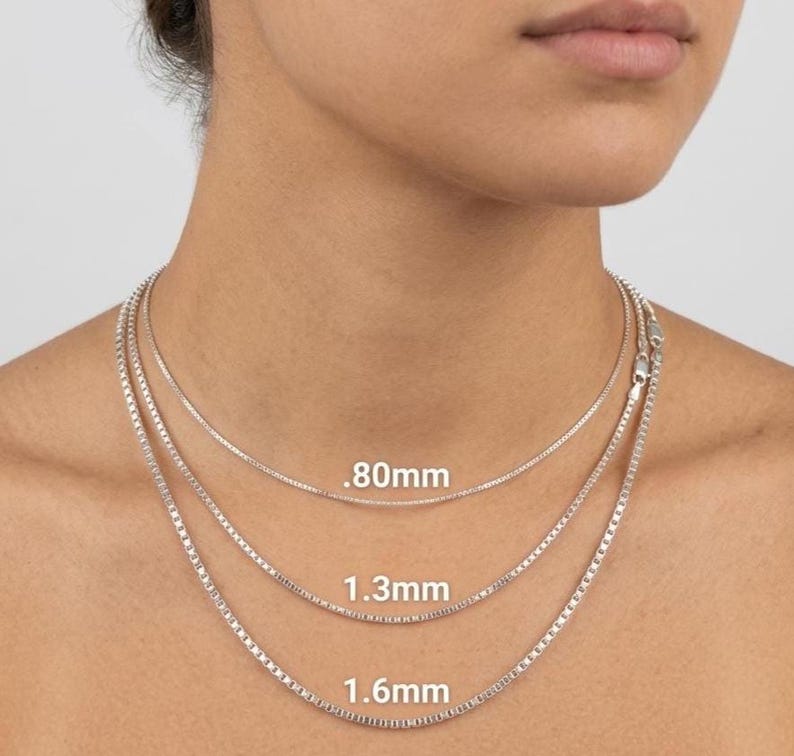925 Solid Sterling Silver Box Link Chain Necklace Unisex - Etsy