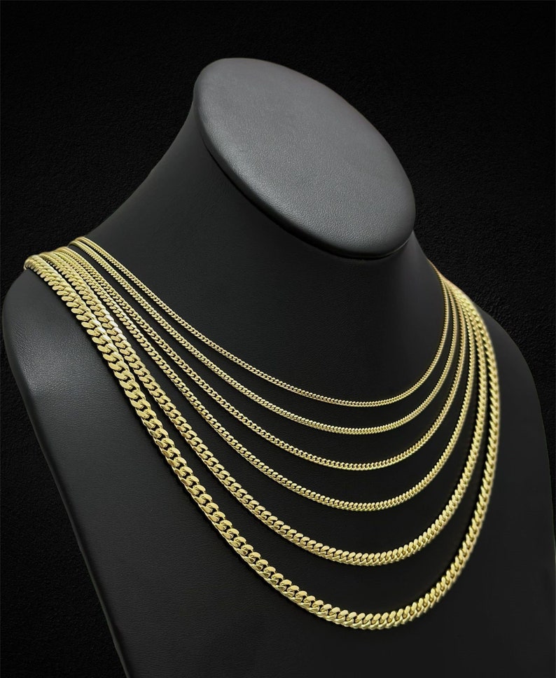 14k FULLY SOLID Gold Miami Cuban Link Chain Necklace 1.7mm-5mm, Real ...