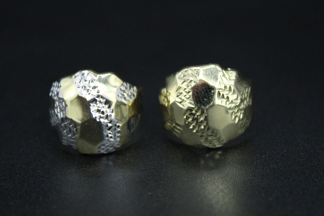 Real Solid Gold 10K Soccer Ball Nugget Ring | 10K Gold Ring | Yellow ...