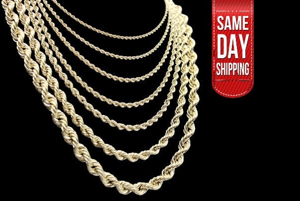 14K Solid Gold Rope Chain Gold Rope Necklace 2mm 2.3mm 2.5mm - Etsy