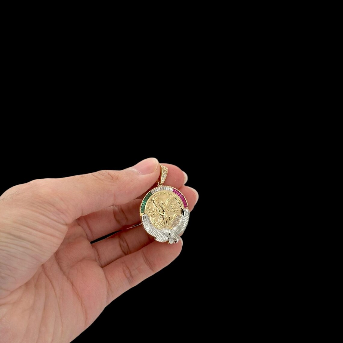 Coin Centenario Mexicano Pendant - 14K Solid Gold - Etsy