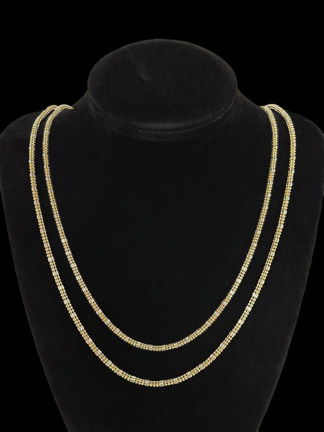 10k Real Gold Diamond Cut Ice Link Chain Necklace 16 Inc 18 Inch 20 ...