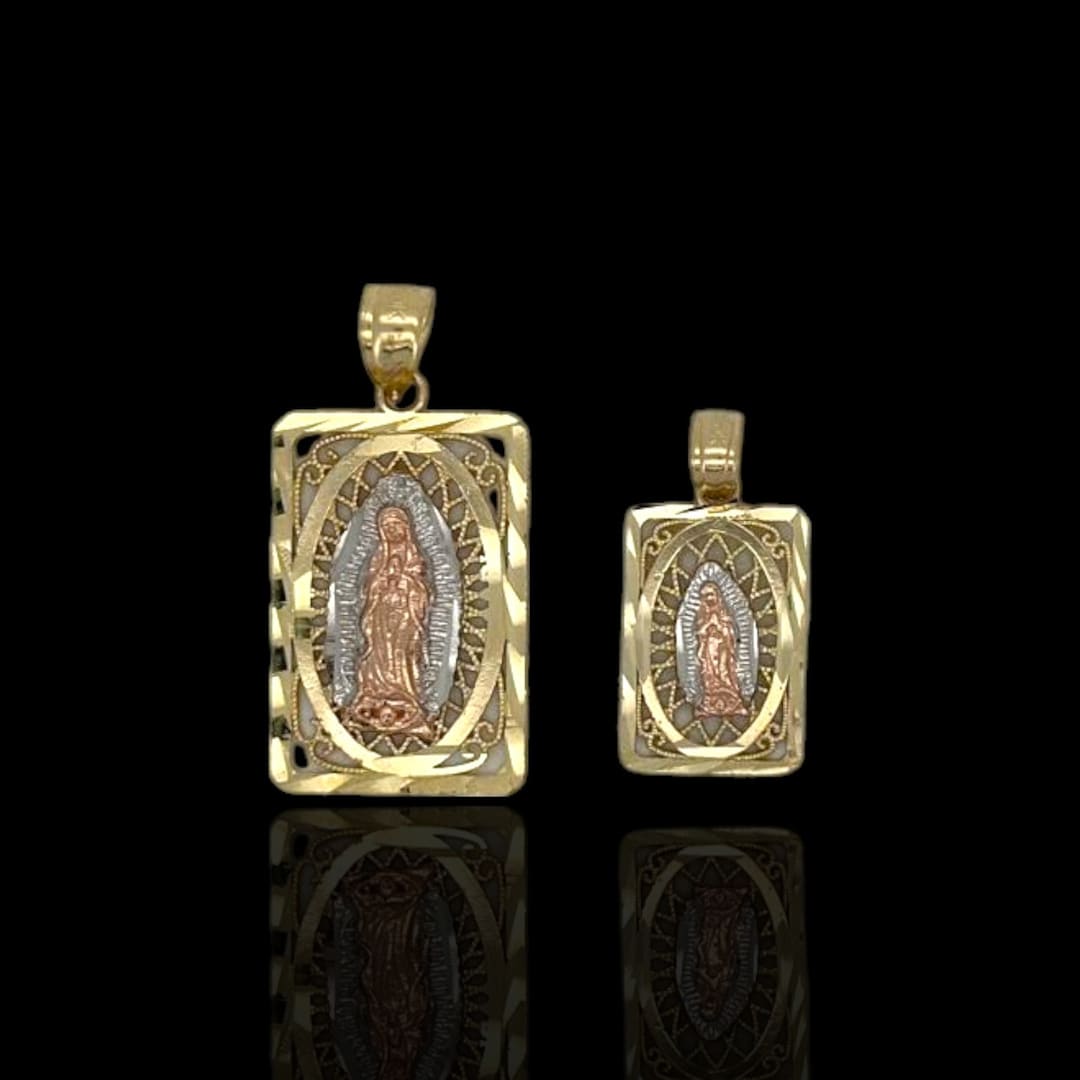 Lady of Guadalupe Tri Color Pendant - 10K Yellow Gold - Etsy