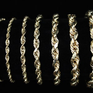 10K Gold Rope Chain Gold Rope Chain Bracelet 2mm, 3mm, 4mm, 5mm, 6mm ...