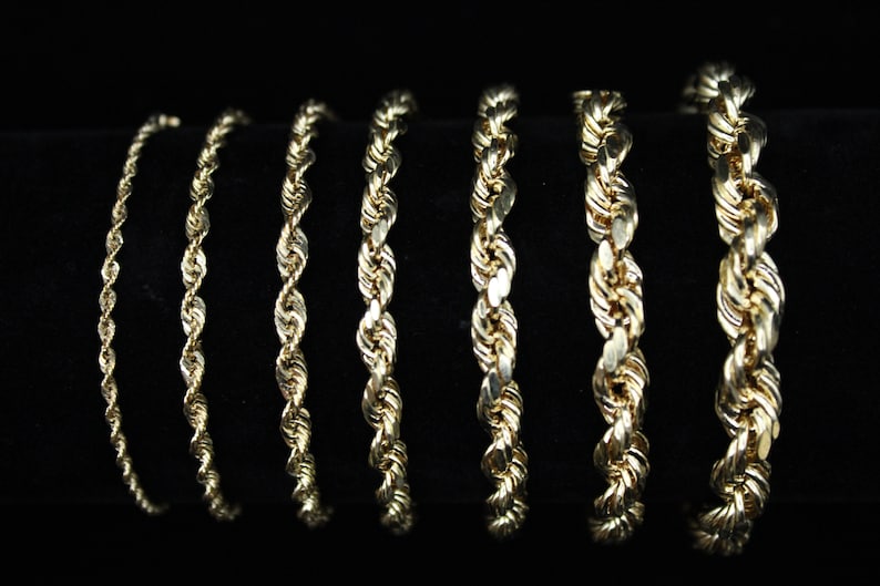 10K Gold Rope Chain Gold Rope Chain Bracelet 2mm 3mm 4mm - Etsy
