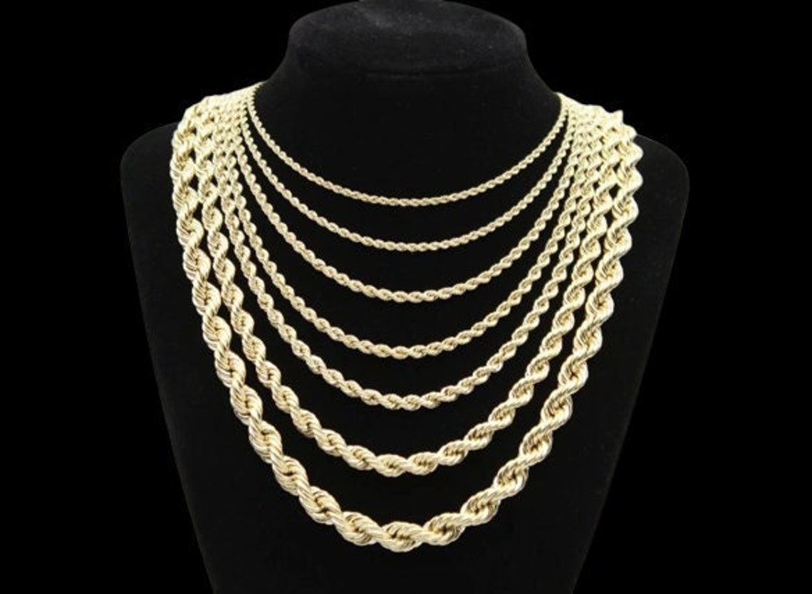 14K Solid Gold Rope Chain Gold Rope Necklace 2mm 2.3mm 2.5mm - Etsy