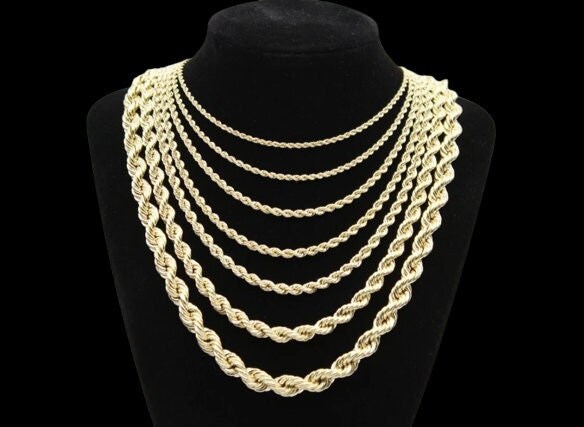 14K Solid Gold Rope Chain Gold Rope Necklace 2mm 2.3mm 2.5mm - Etsy