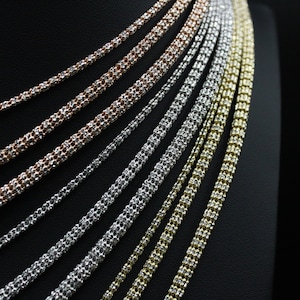 10k SOLID Real Gold Diamond Cut Ice Link Chain Necklace Rose Gold ...