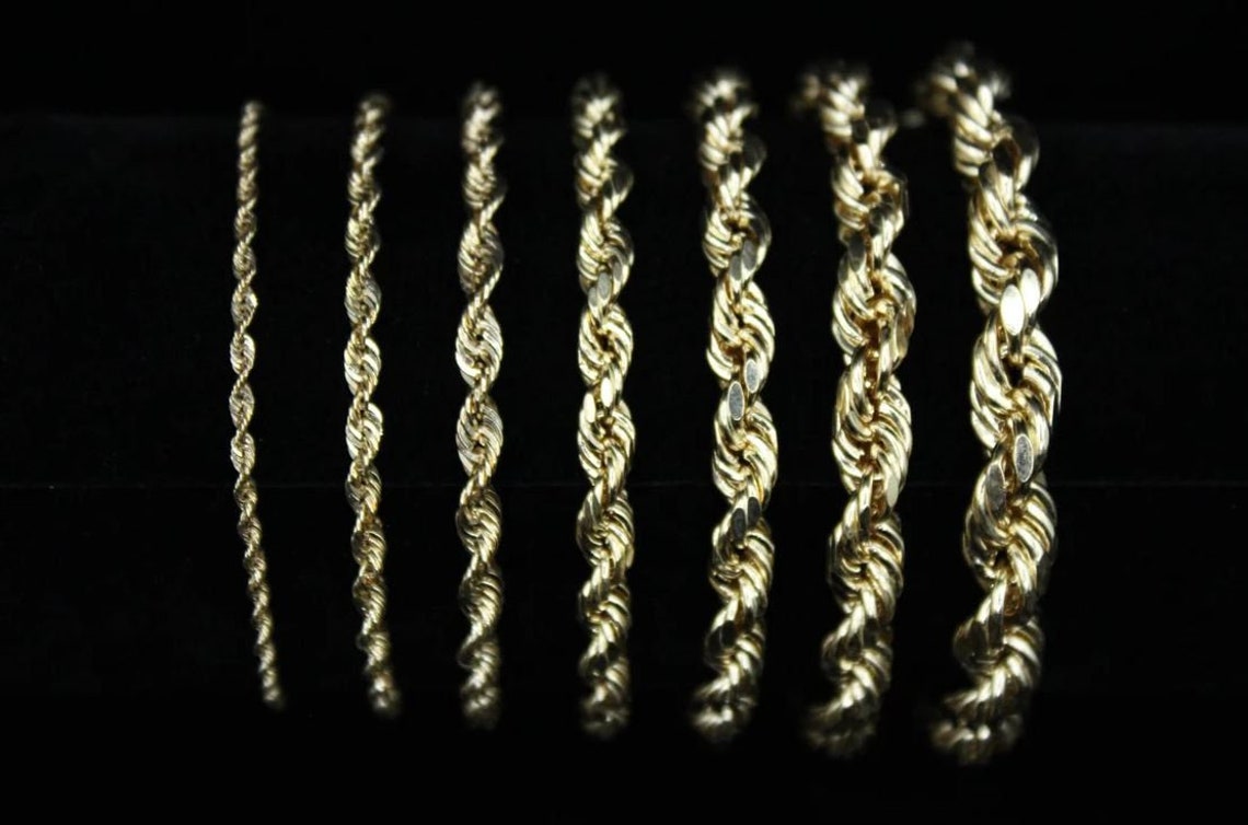 10K Solid Gold Rope Chain Gold Rope Chain Necklace 2mm 2.5mm - Etsy