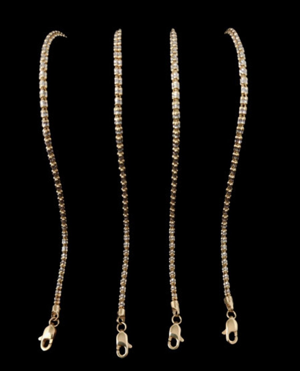 10k SOLID Real Gold Diamond Cut Ice Link Chain Necklace , 3-4.5mm ...