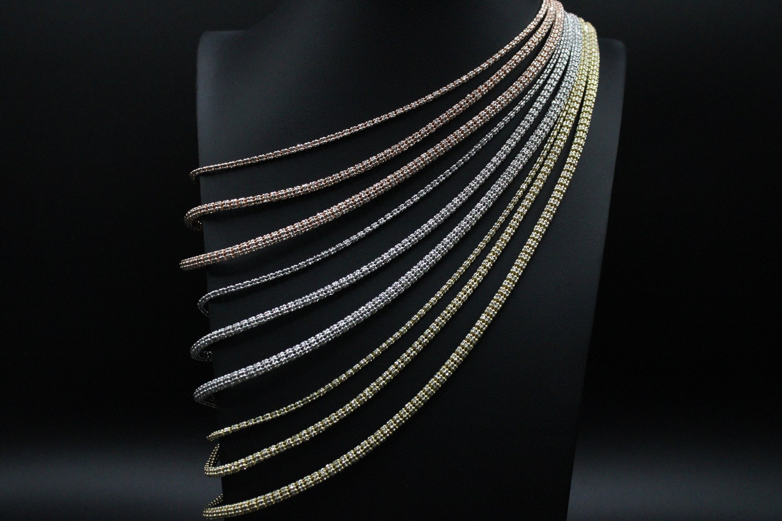 10k SOLID Real Gold Diamond Cut Ice Link Chain Necklace Rose Gold ...