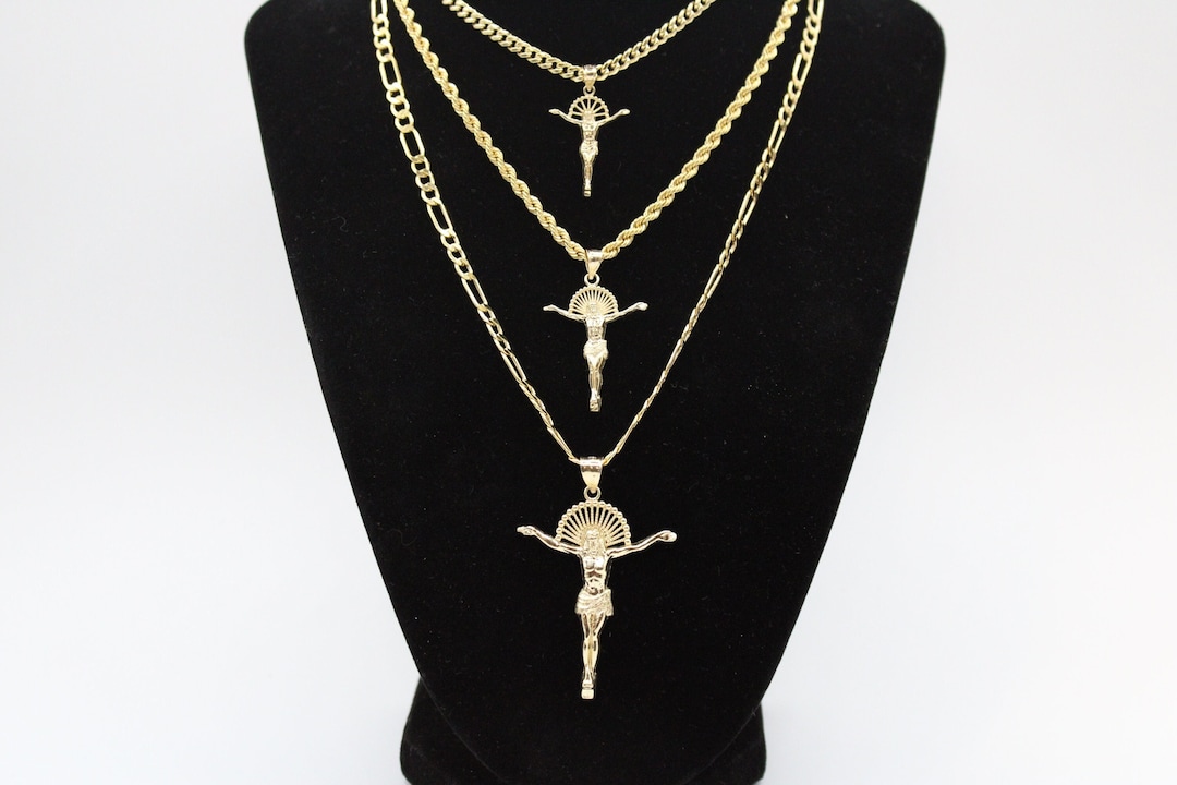 10K Solid Gold Christian Necklace | Jesus Religious Pendant | Custom ...