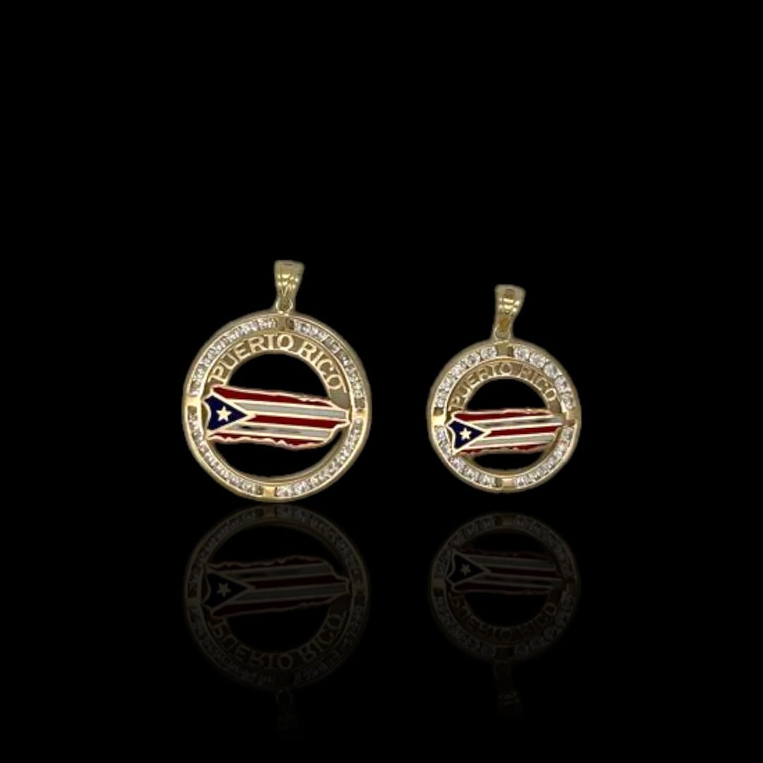 Puerto Rico Medallion Cz Pendant - 14K Yellow Gold - Etsy