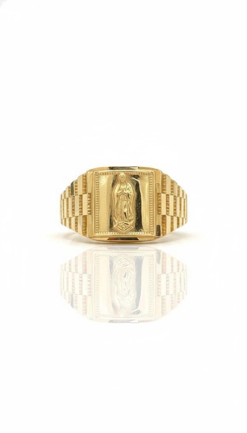 10K Yellow Gold - Diamond Cut Jesus Religious Ring - Etsy