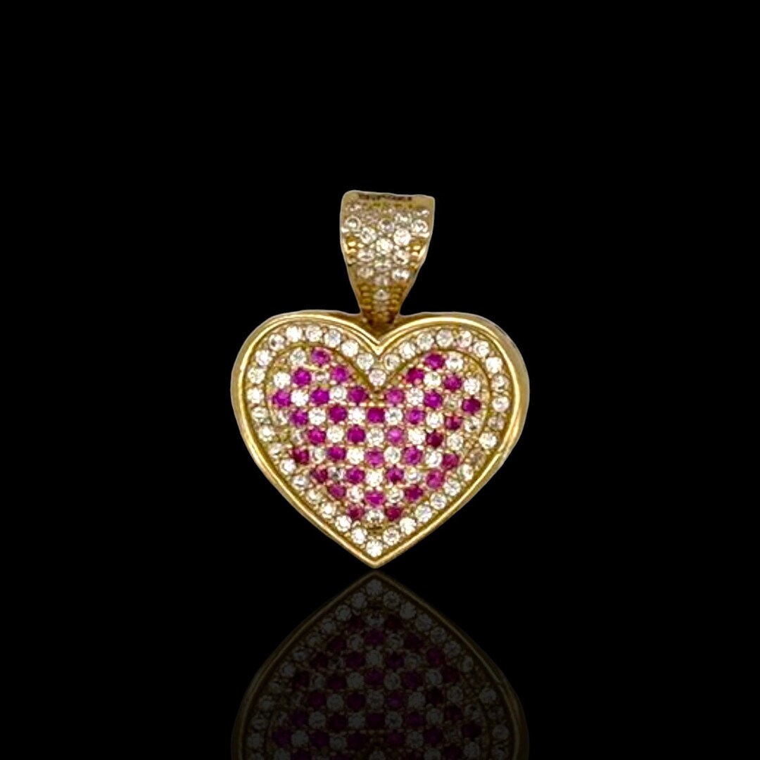 Heart Cz Pendant - 14K Yellow Gold - Etsy