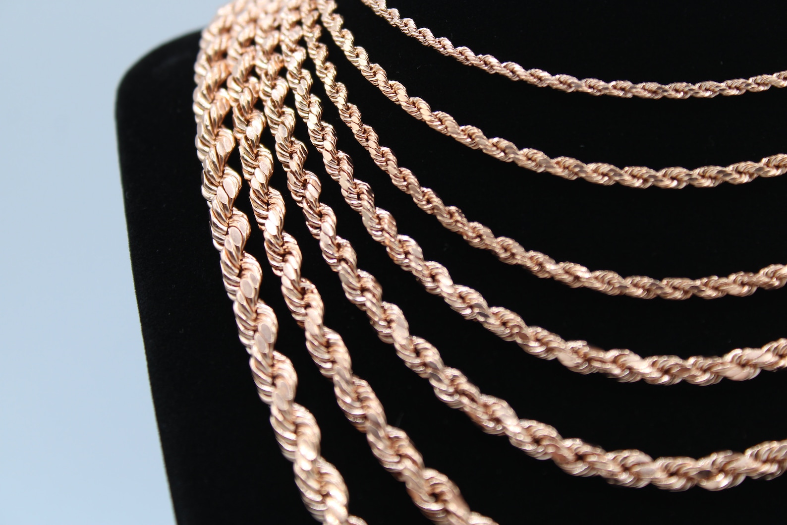 10K Fully Solid Rose Gold Rope Chain Necklace 1.5mm 2mm - Etsy