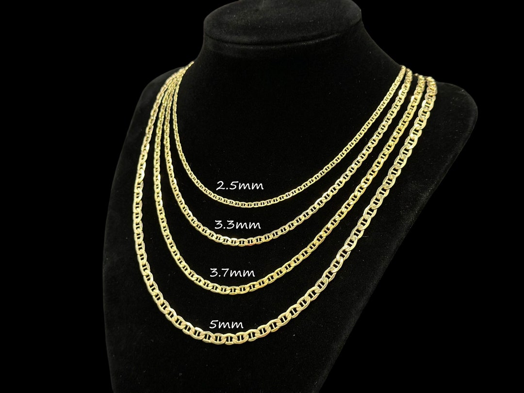 Solid 10K Yellow Gold 1.2mm Mariner Chain Anklet With Spring Ring ...