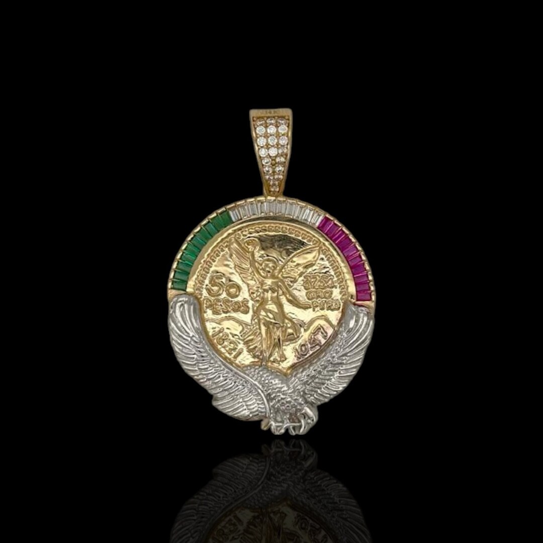 Coin Centenario Mexicano Pendant - 14K Solid Gold - Etsy