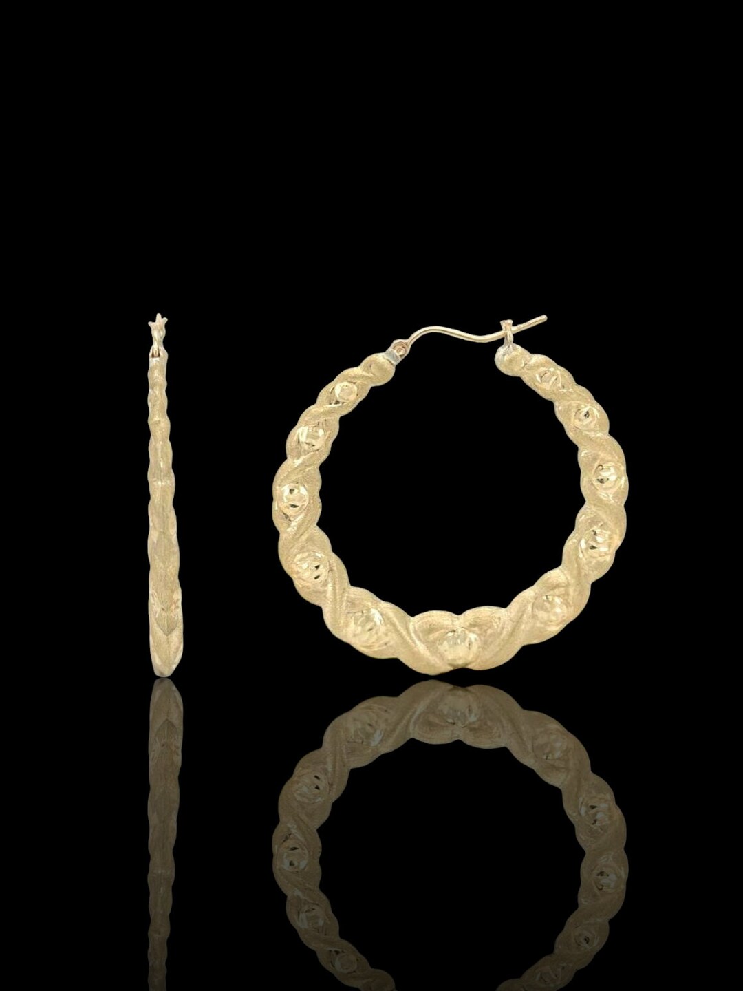 Graduated Circle & Twisted Hoop Earrings Real 10K Yellow Gold / Perfect ...