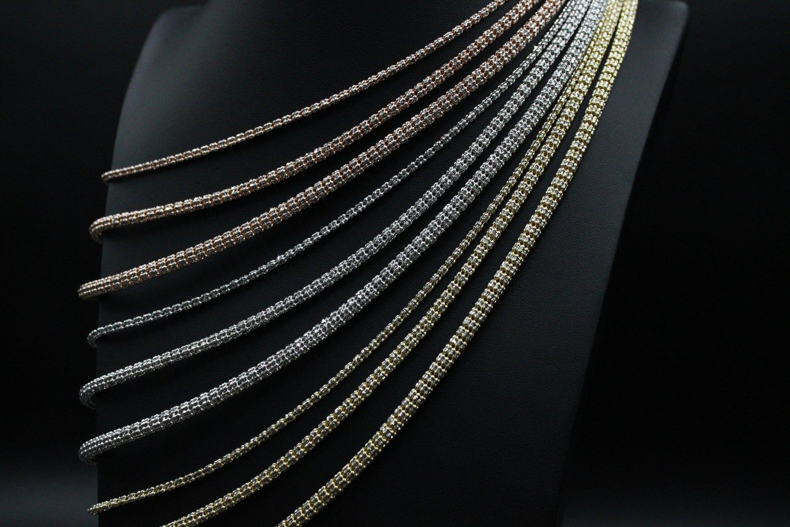 10k SOLID Real Gold Diamond Cut Ice Link Chain Necklace Rose Gold ...