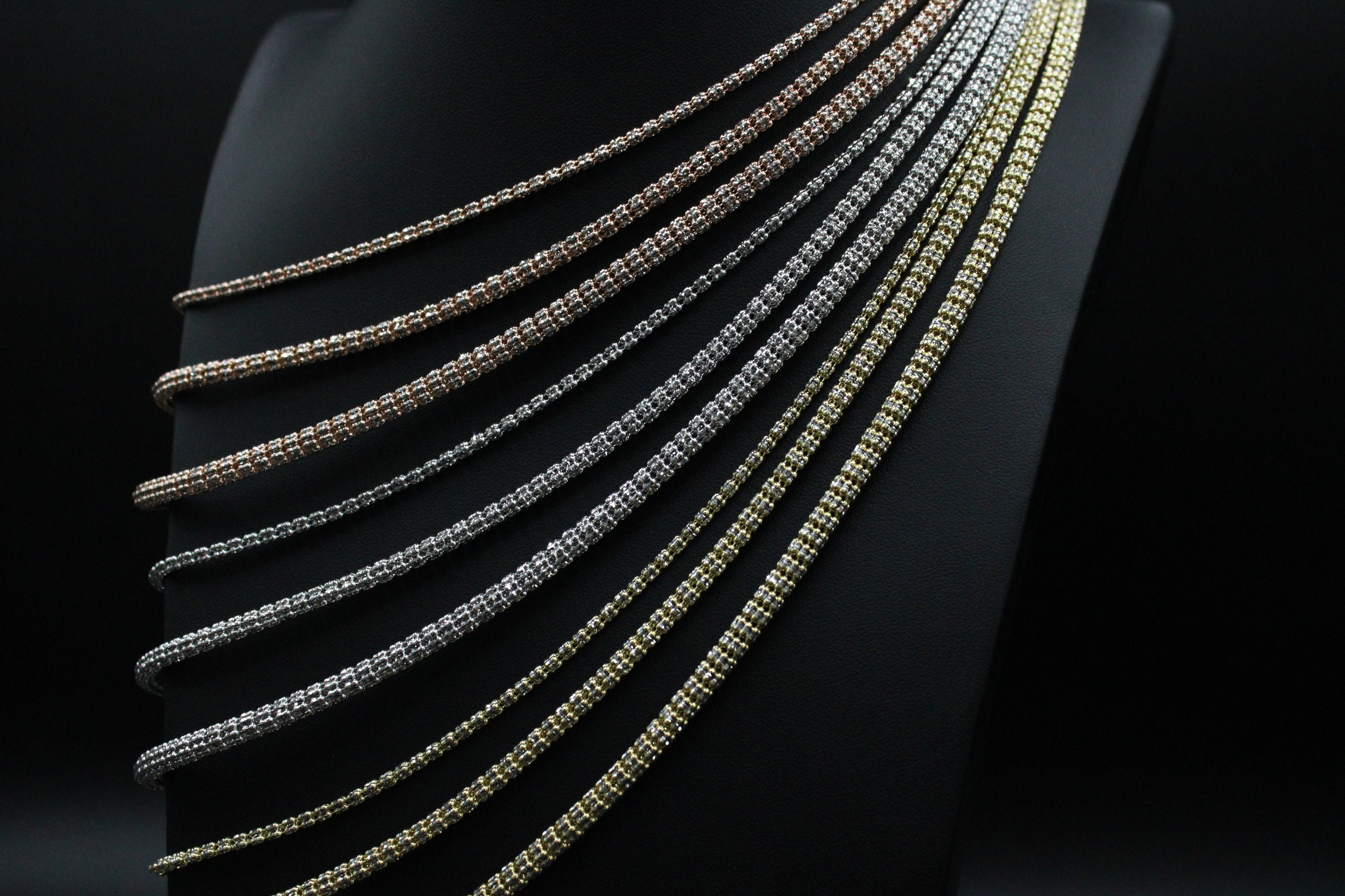 10k SOLID Real Gold Diamond Cut Ice Link Chain Necklace Rose Gold ...