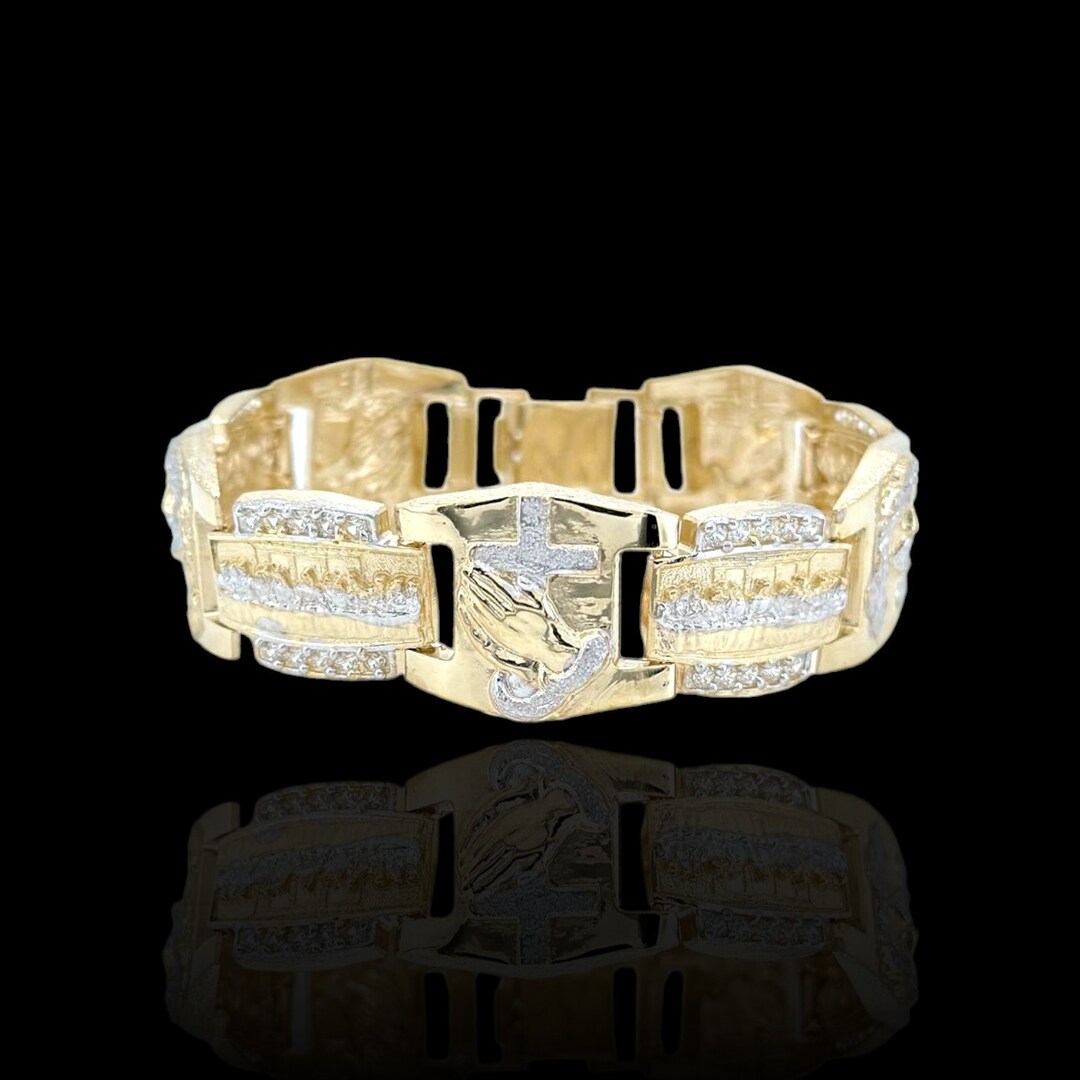 Charm "jesus Last Supper" Bracelet - 10K Yellow Gold - Etsy
