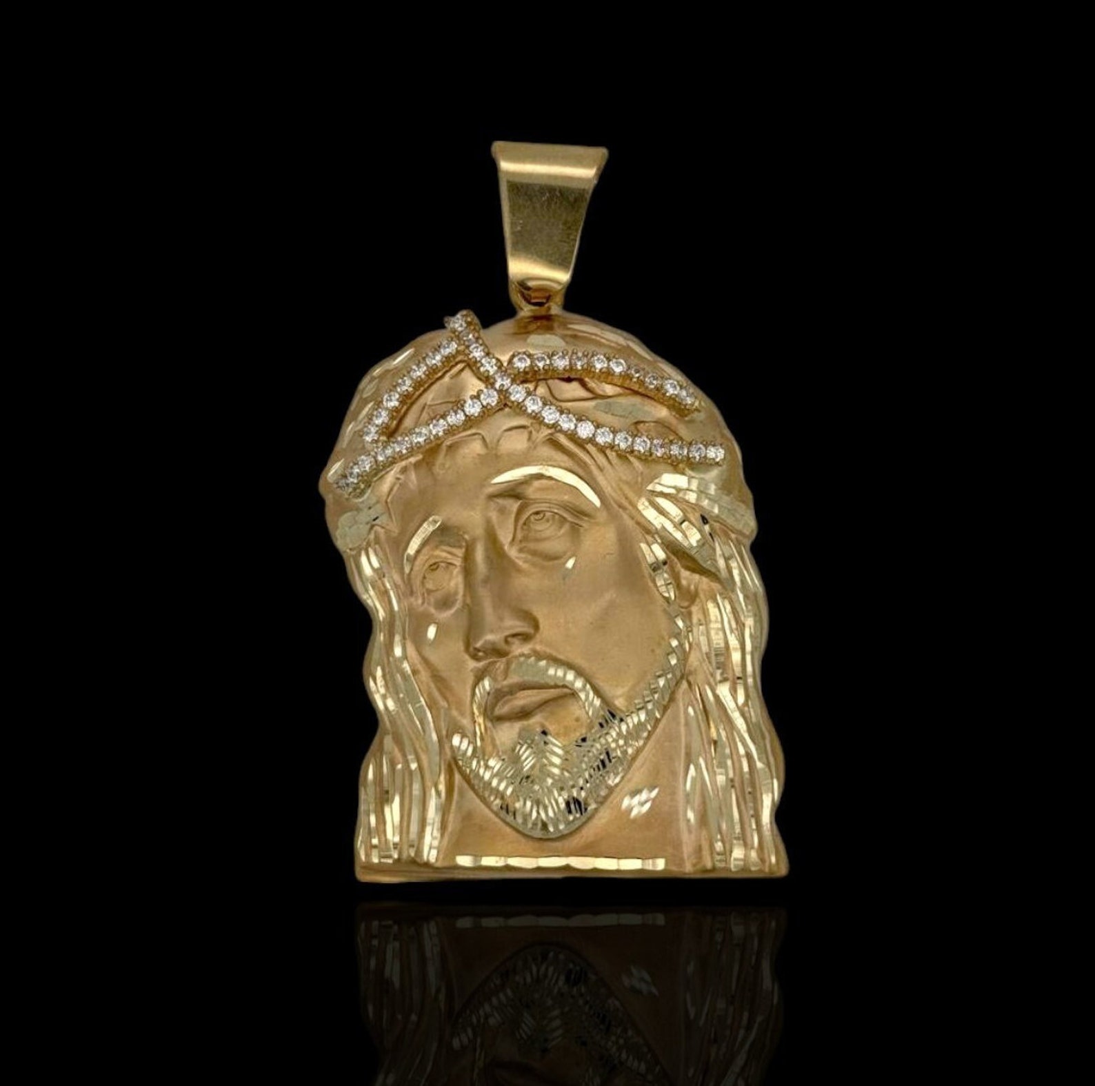 Jesus Head Pendant - 10K Yellow Gold - Etsy