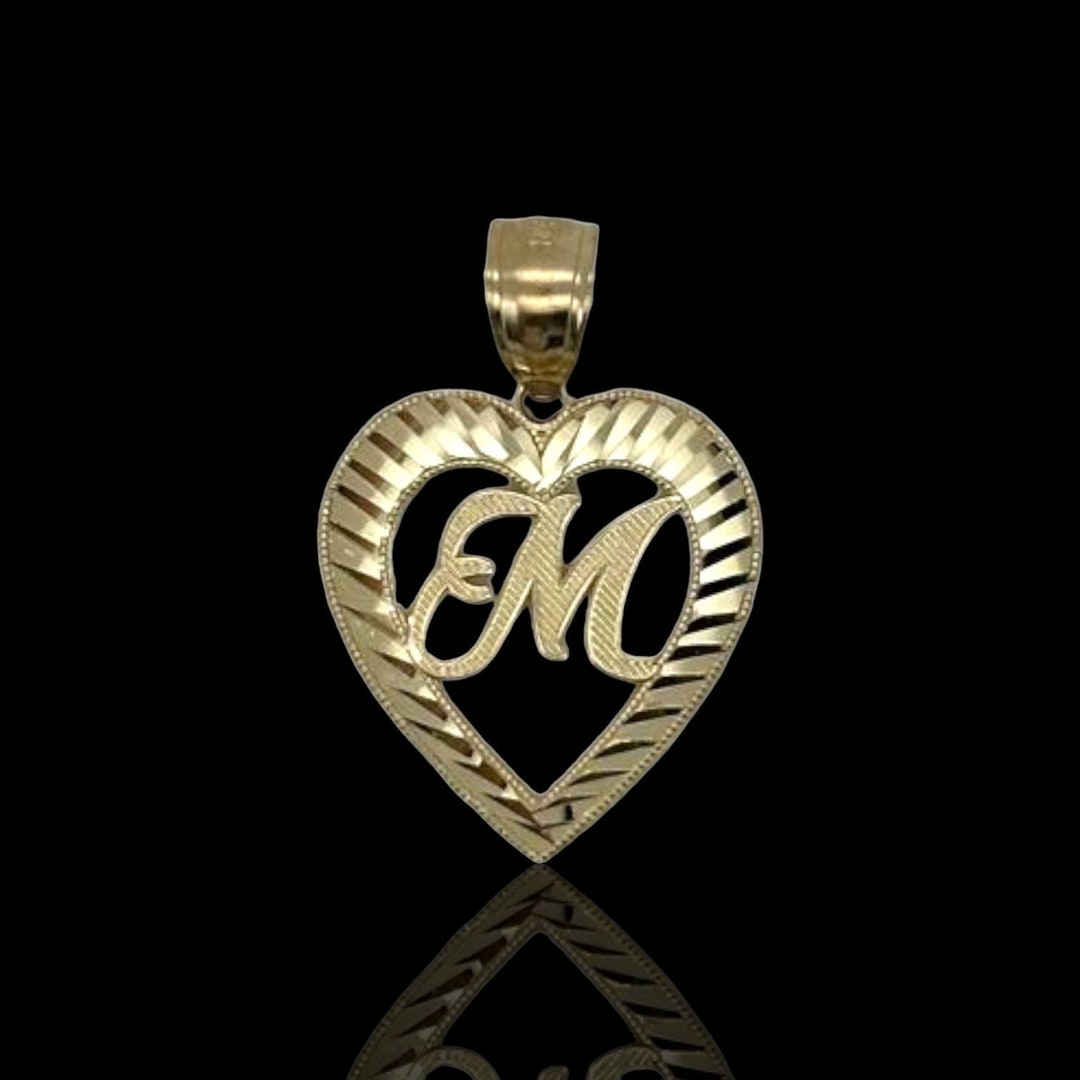 Initials Heart Pendant 10K Yellow - Etsy