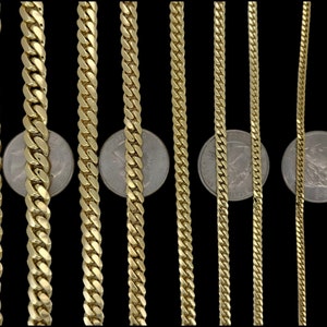 10K Fully Solid Gold Miami Cuban Chain Bracelet , 10k Yellow Gold 2mm-9 ...